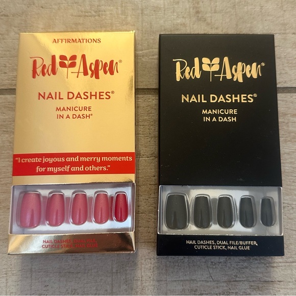 Red Aspen | Makeup | 2 Nib Medium Length Coffin Shaped Press On Nails ...